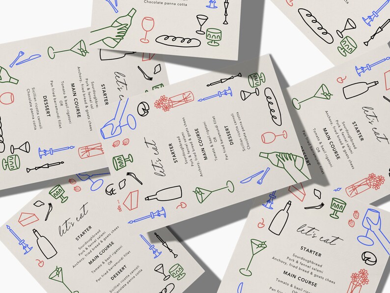 Mediterranean Theme Event Menu and Place Setting Template | Canva Template | Digital Template ...