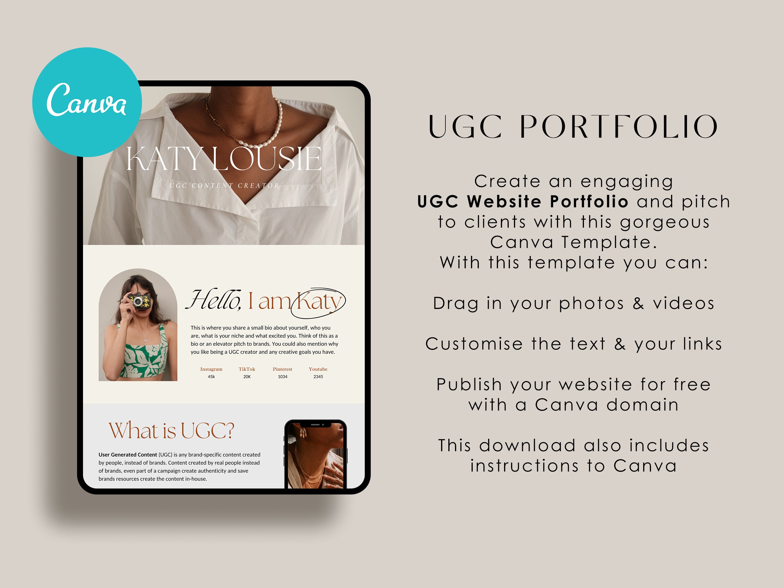Minimal UGC Portfolio UGC Template & Media Kit Media Kit - Etsy Australia