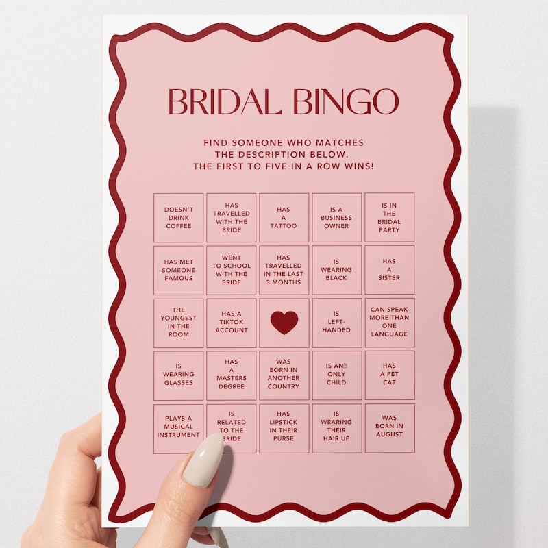 Wedding Bingo Red - Etsy