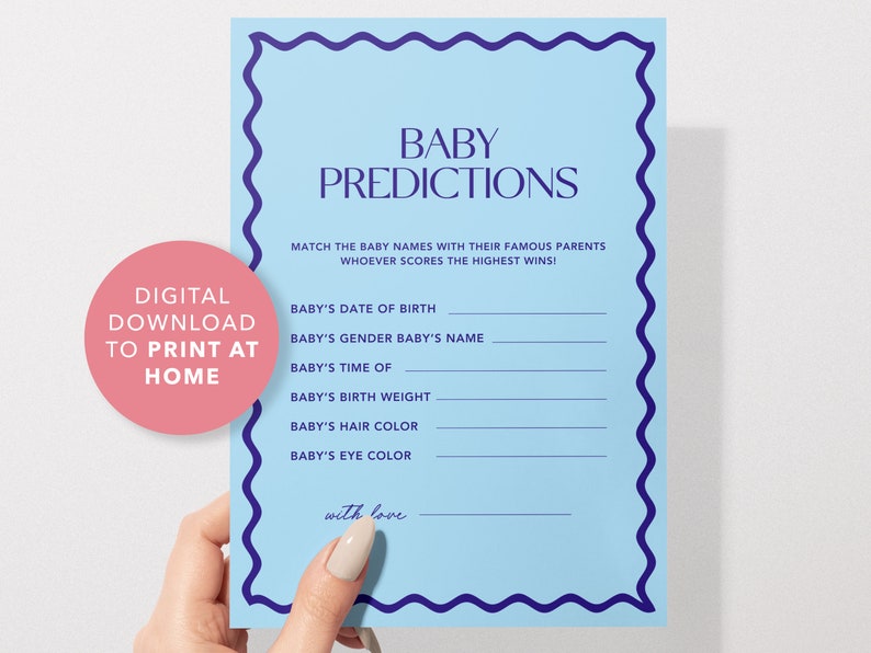 Baby Predictions Games | Modern Baby Shower Games | Instant Download ...