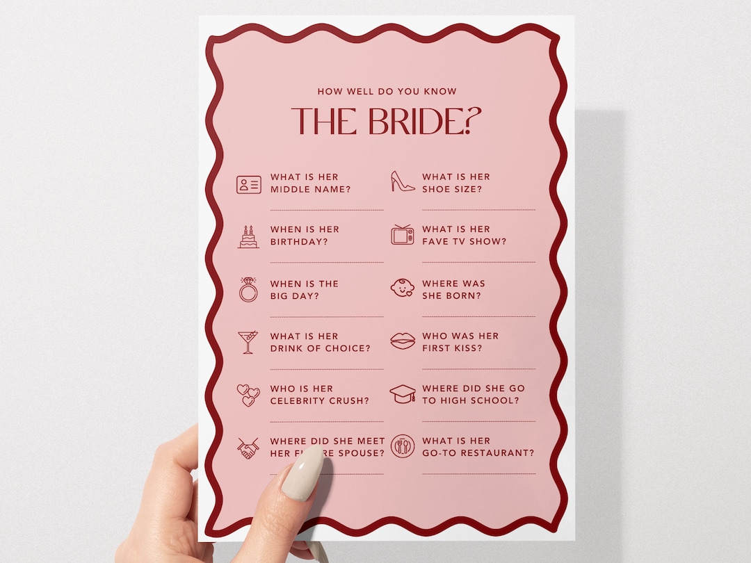 How Well Do You Know the Bride Quiz Game | Hens & Bridal Shower Party ...