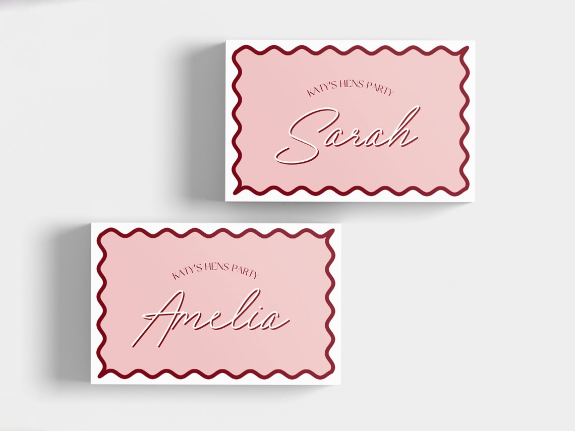 Printable Wavy Border Place Cards Custom Place Cards - Etsy Australia