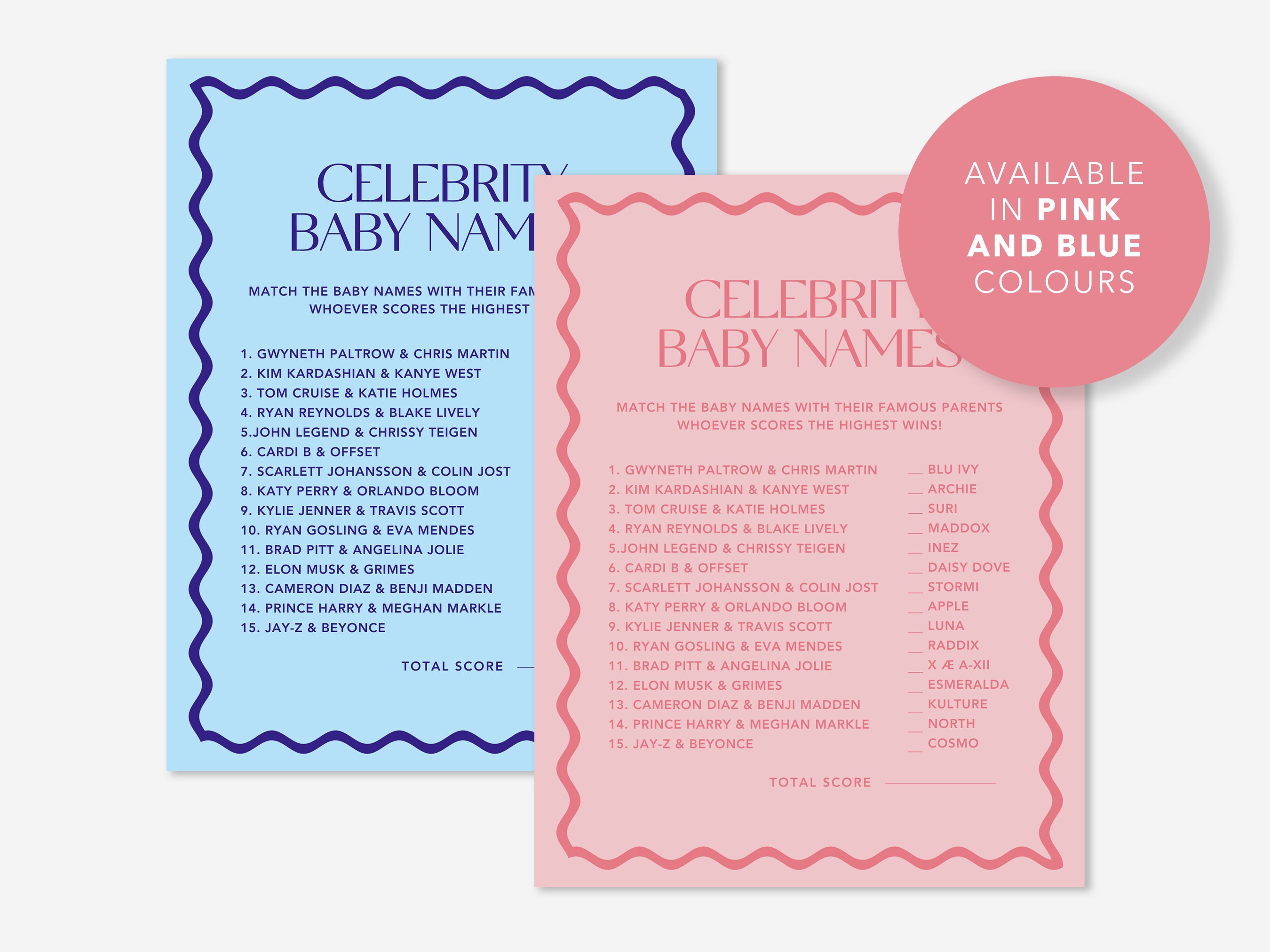 Celebrity Baby Name Baby Shower Game Modern Baby Shower Games Instant ...