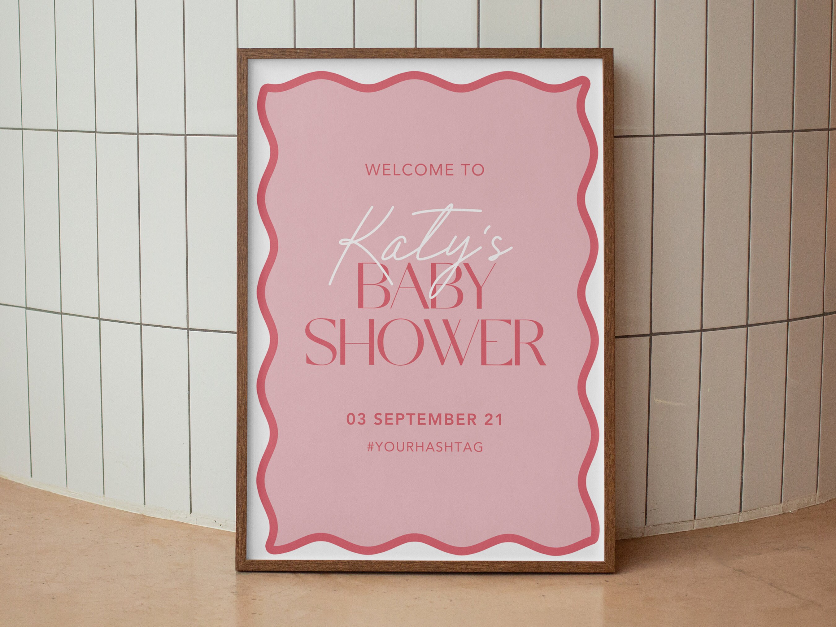 Printable Wavy Border Baby Shower Sign Welcome Sign Template - Etsy ...