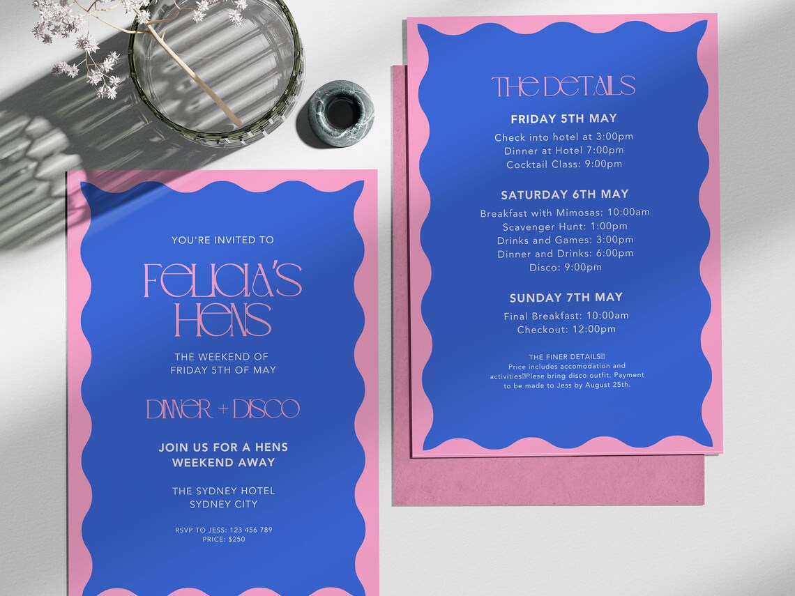 Modern Hens & Bachelorette Invite | Bachelorette Party | Editable ...