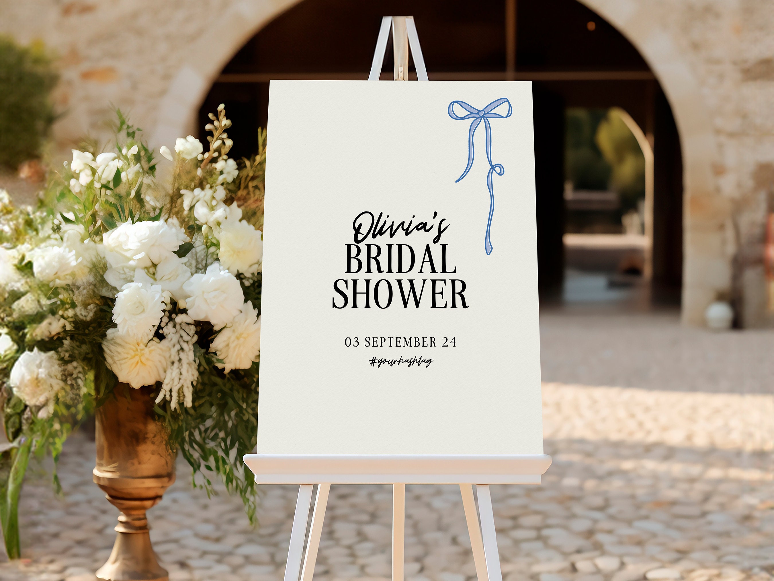 Printable Coquette Bow Theme Event Sign Sign | Bridal Shower Sign ...