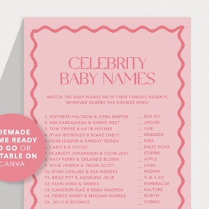 Celebrity Baby Name Baby Shower Game | Modern Baby Shower Games ...