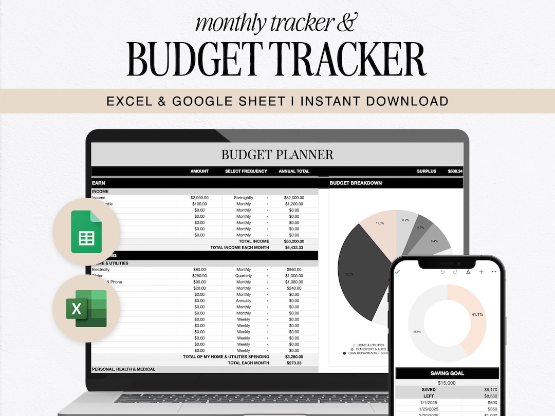 Simple Excel Budget Planner & Tracker Template | Beginner Budget ...