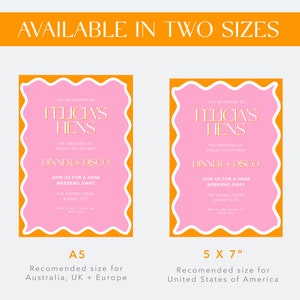 Modern Hens & Bachelorette Invite Bachelorette Party Orange and Pink ...