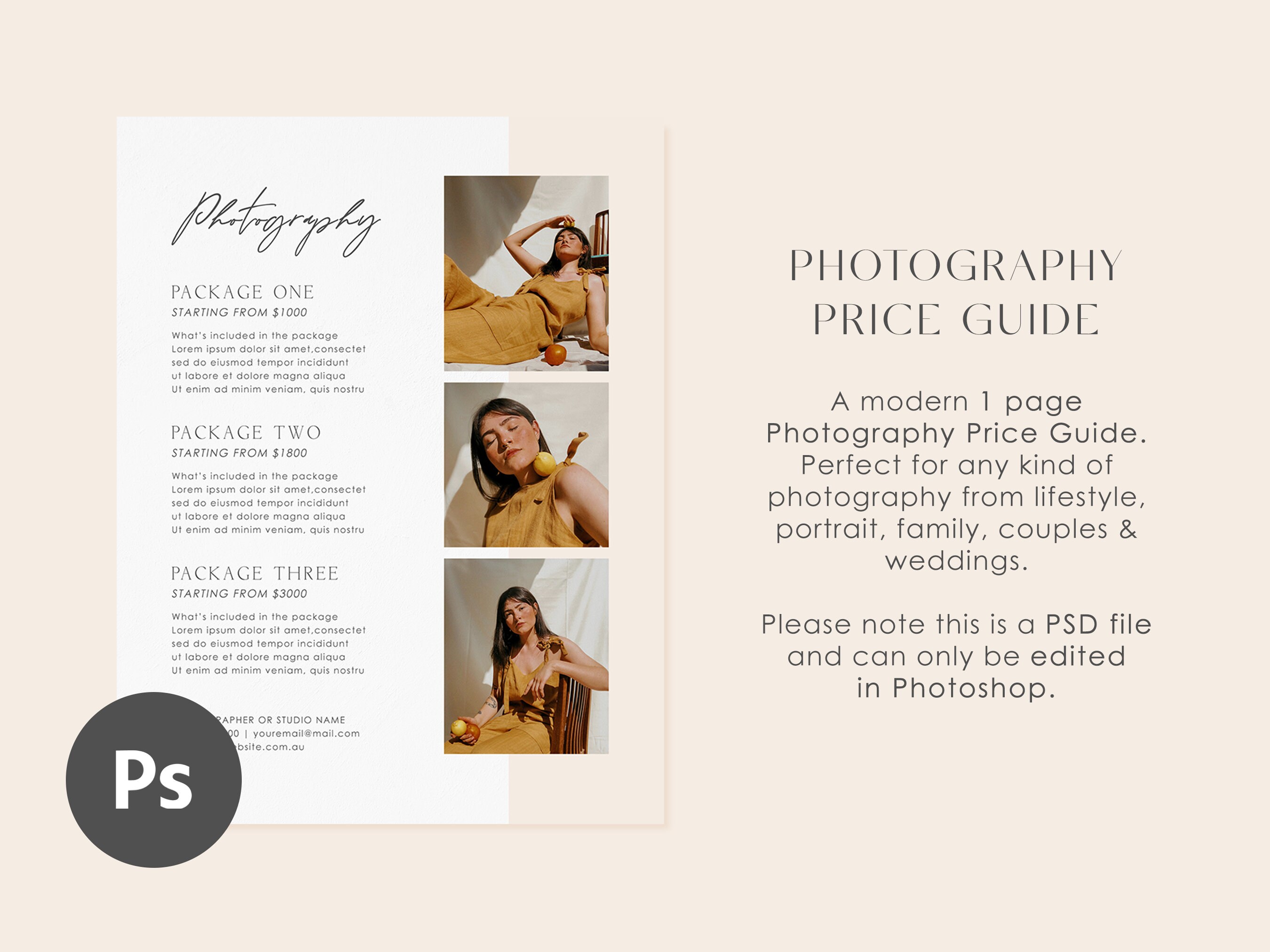 Photography Pricing List Template & Guide Wedding - Etsy