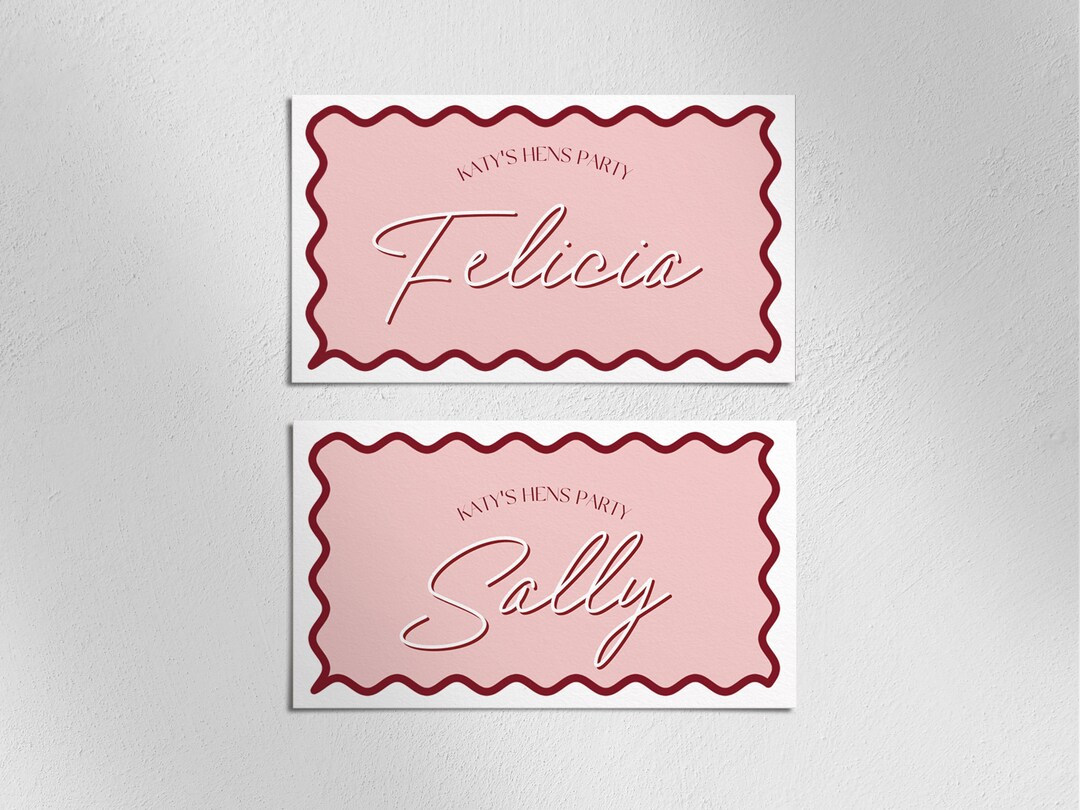 Printable Wavy Border Place Cards | Custom Place Cards Template ...