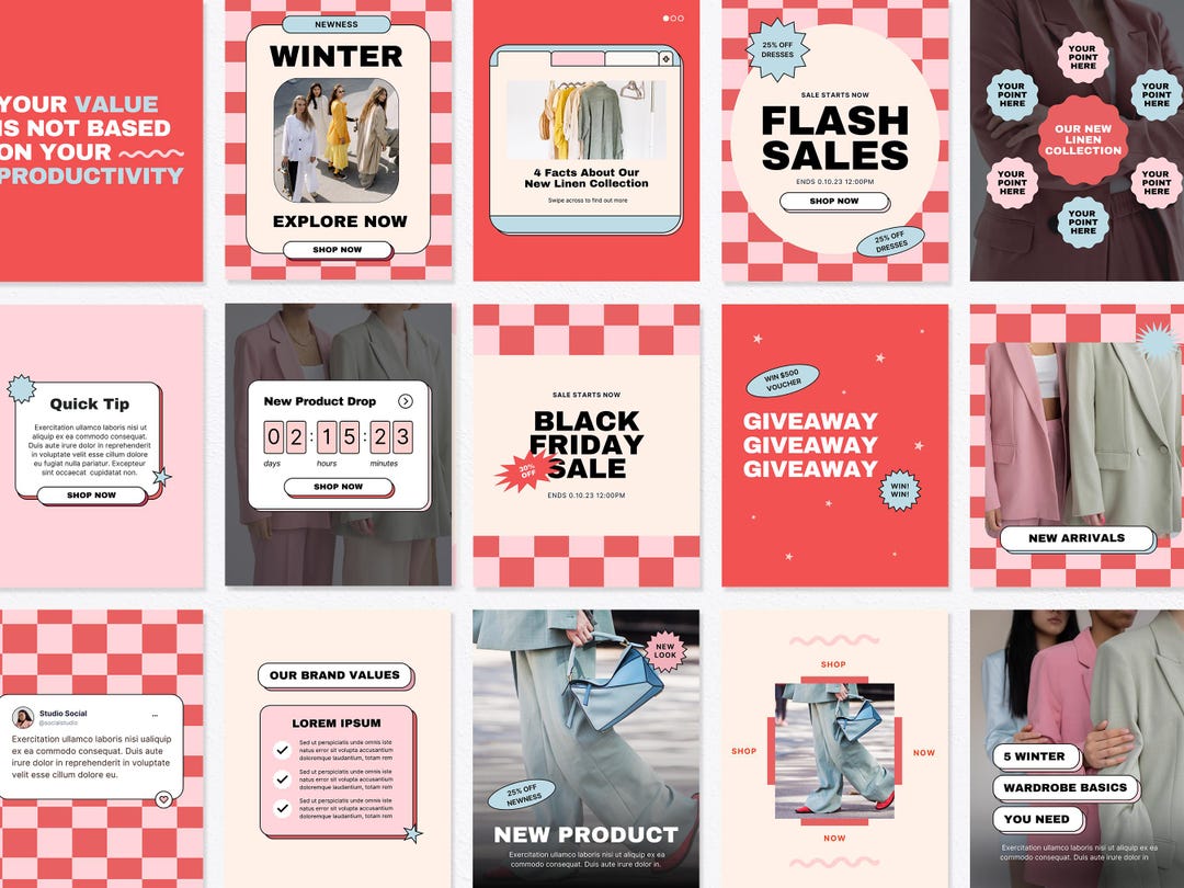 Instagram Ecommerce Store Post Templates | Set of 20 | Canva & PSD ...