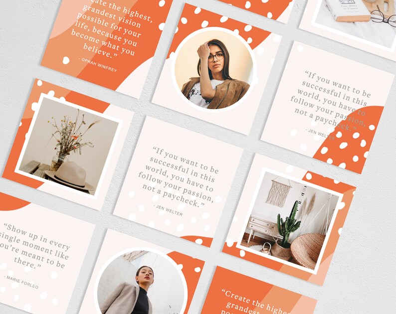 Orange Rainbow Instagram Puzzle Grid Template PSD Photoshop Etsy