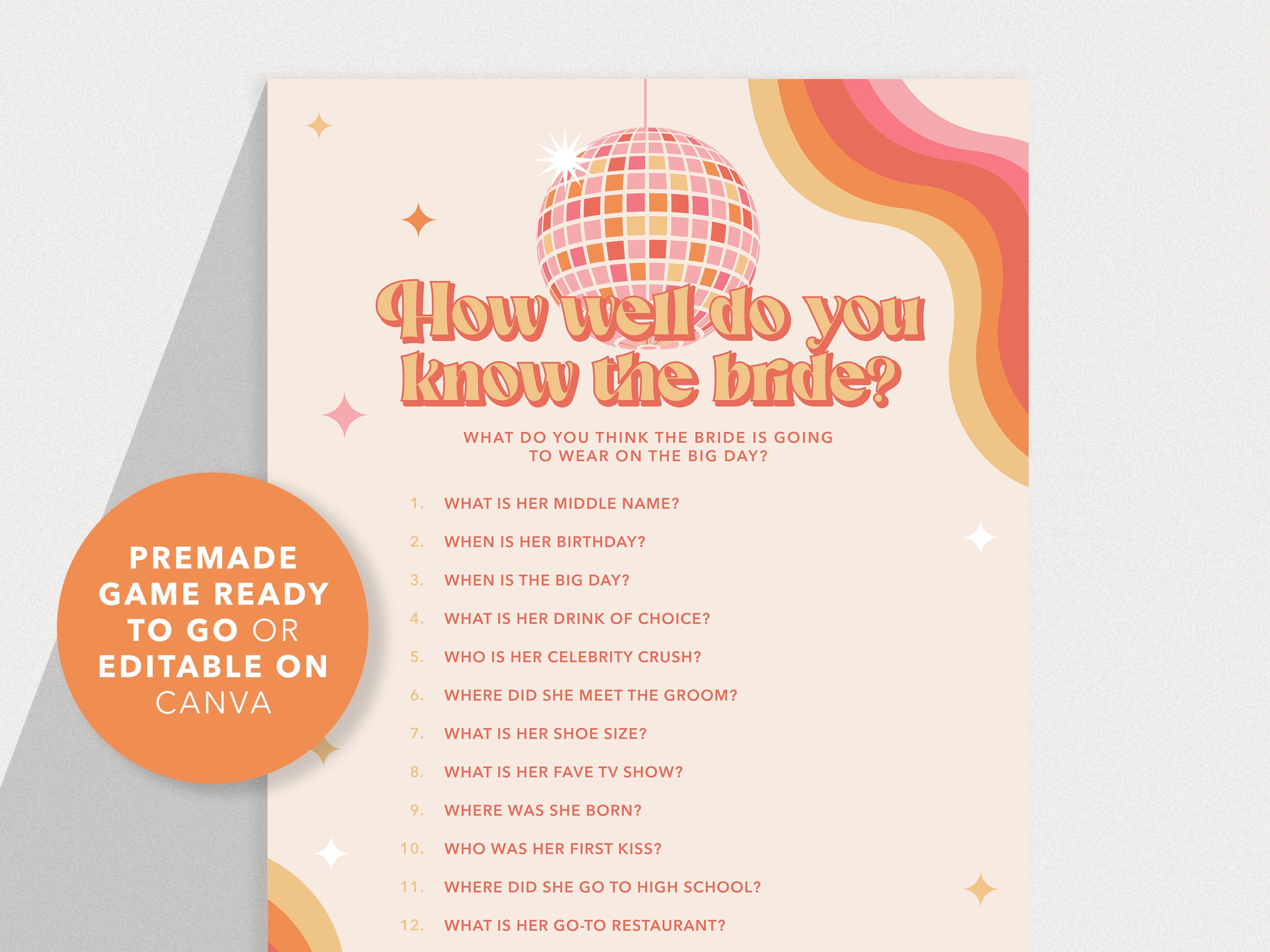 How Well Do You Know the Bride Quiz Hens & Bridal Shower Party Game ...