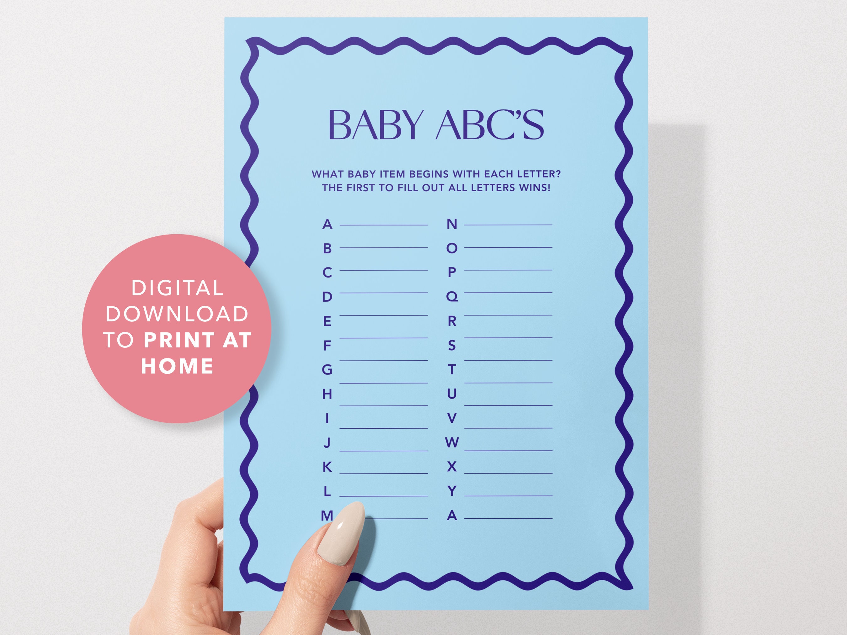 Baby ABC Baby Shower Game Modern Baby Shower Games Instant Download ...