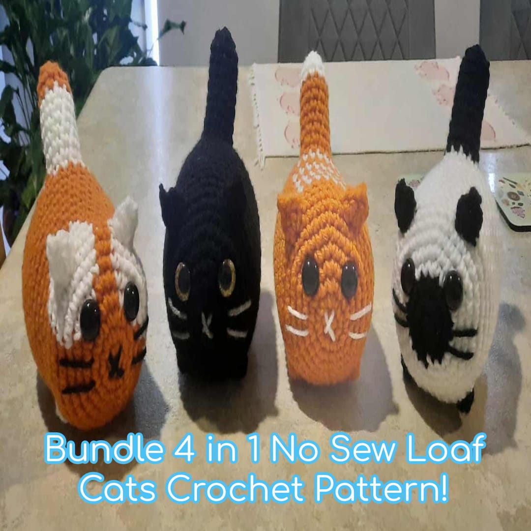 No Sew Loaf Cat Crochet Pattern (4 Styles) / Loaf Kitties Patterns ...