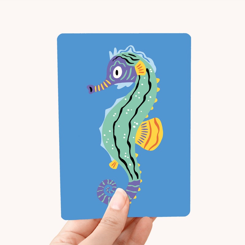Seahorse Card - Etsy