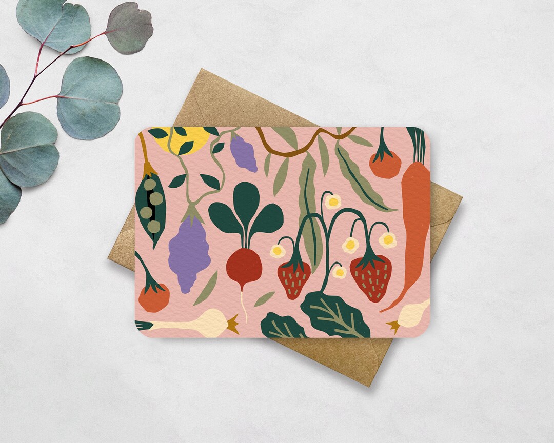 Postcard Vegetable Garden - Card With Fruit and Veggies A6 - Get Well ...