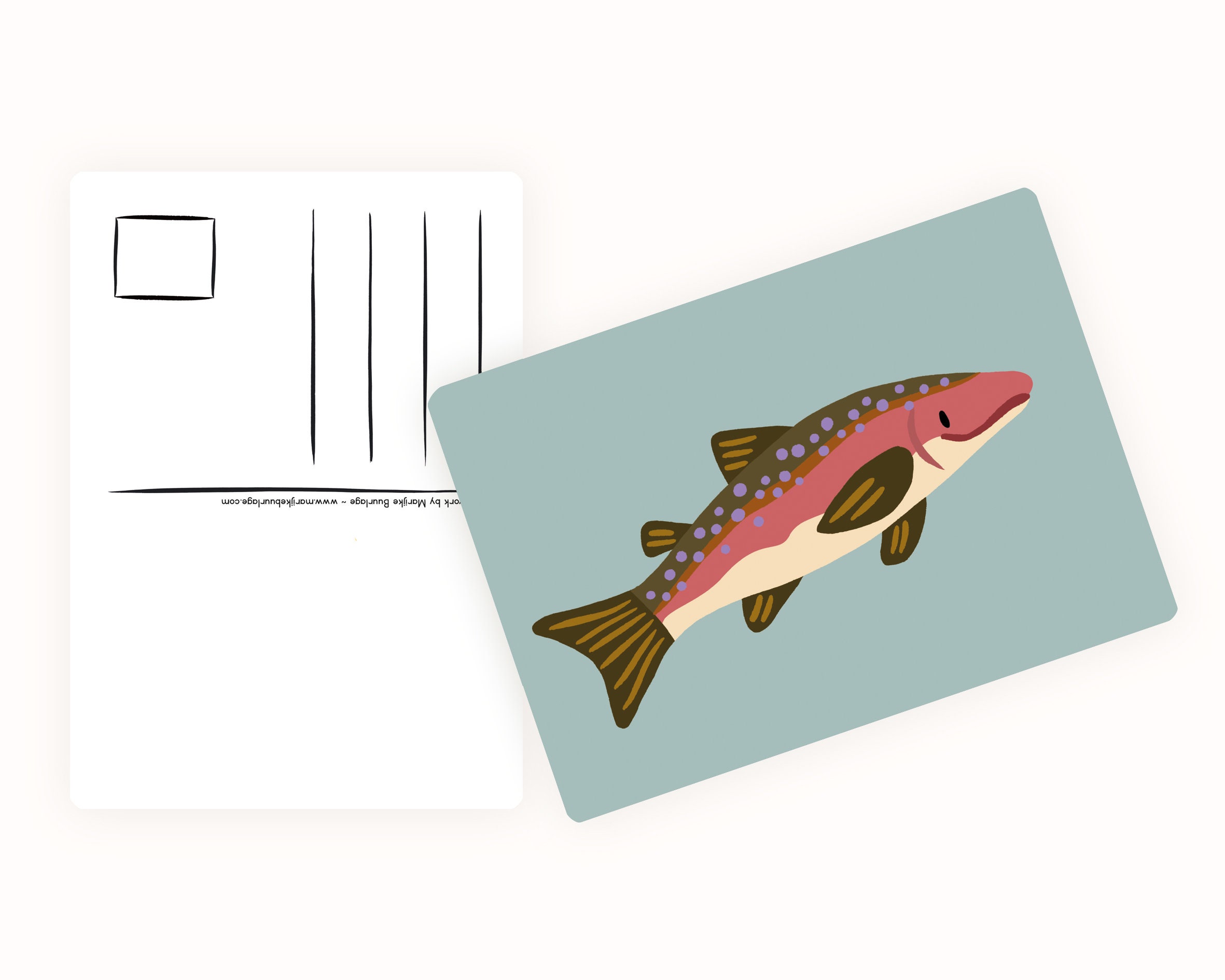 Postcard A6 Salmon - Card for Kids and Animal Lovers - Etsy