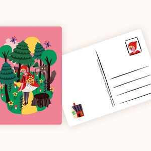 Postcard A6 Little Red Riding Hood Greeting Card / - Etsy