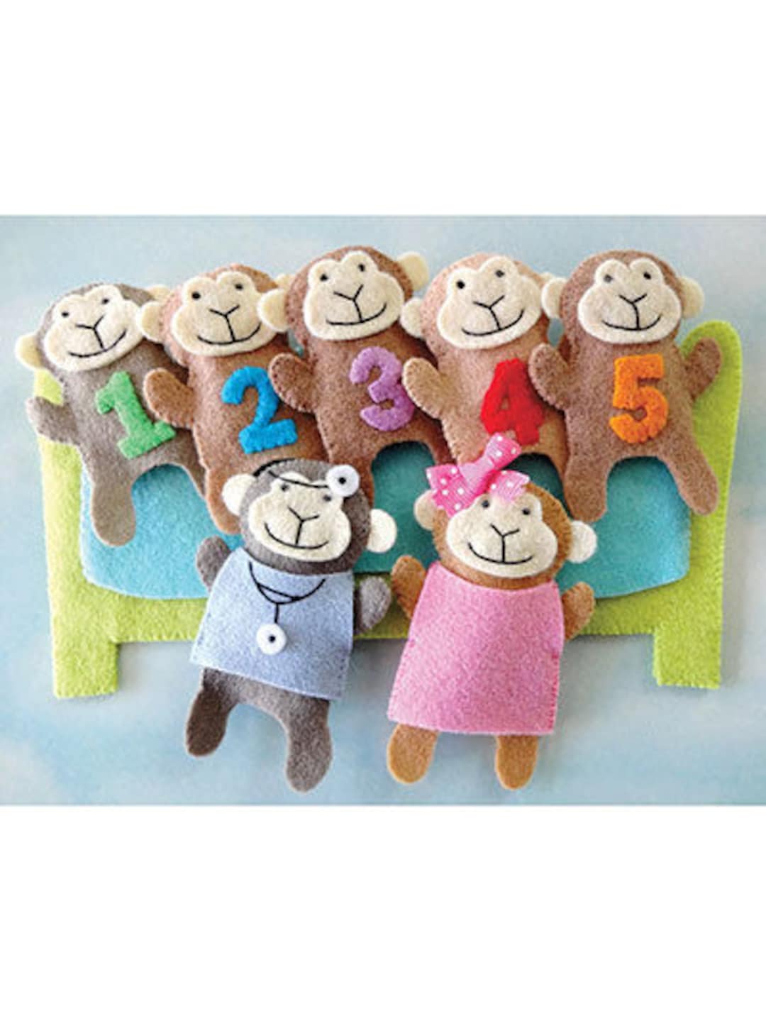 5 Little Monkeys Finger Puppet Set Downloadable Pattern RES0351 - Etsy ...