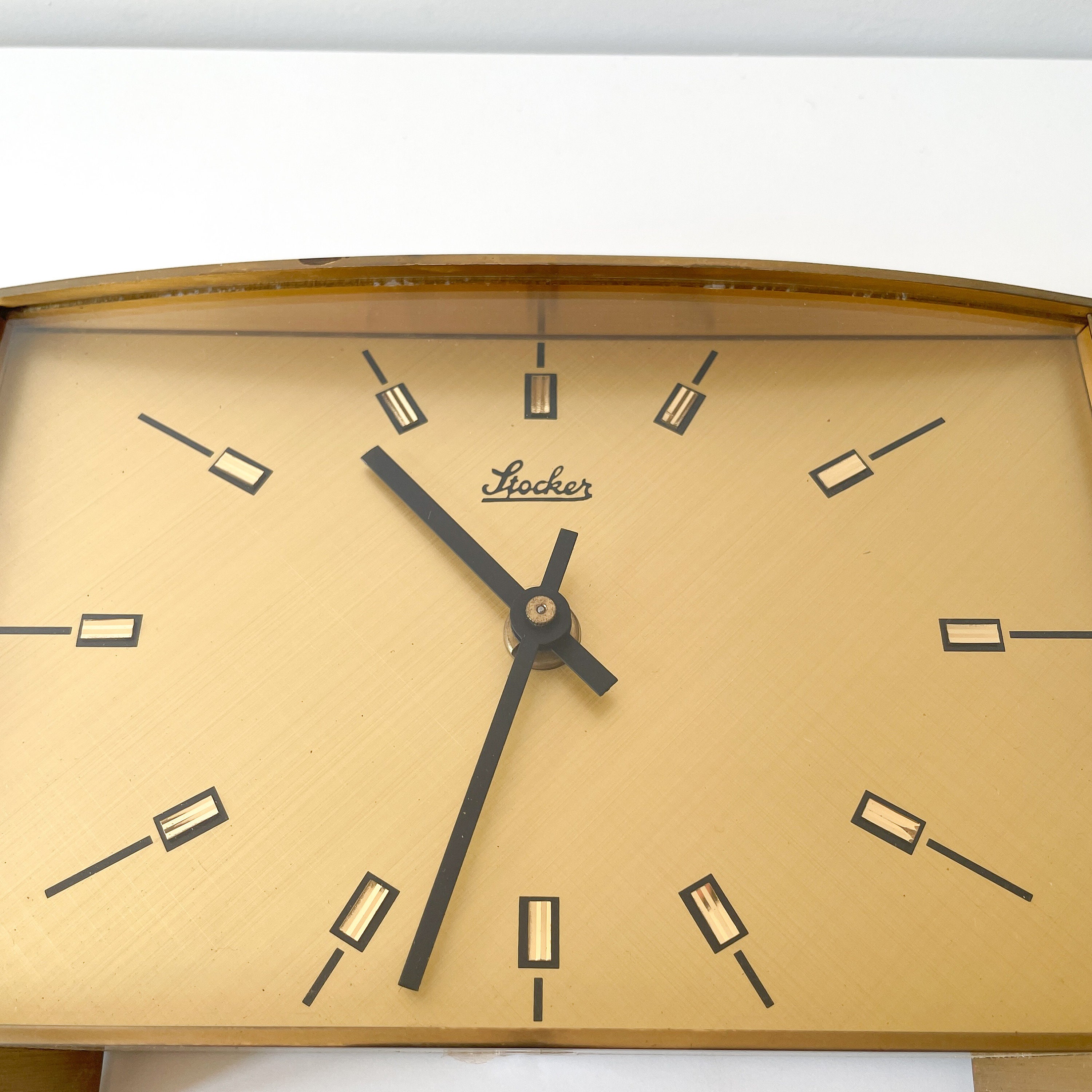 Mid Century Brass Table Clock Teak Wood Brutalist 1960s 1970s by ...