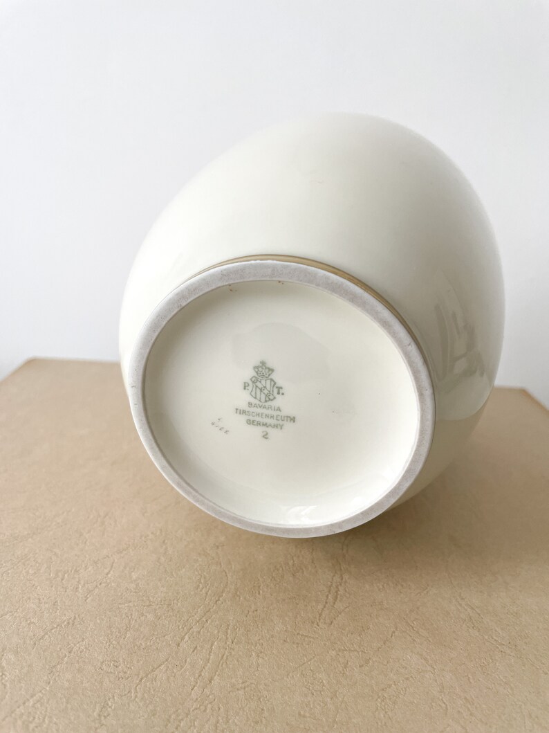 Art Deco Porcelain Vase Ivory Gold Rim Bavaria, Germany Mid Century ...