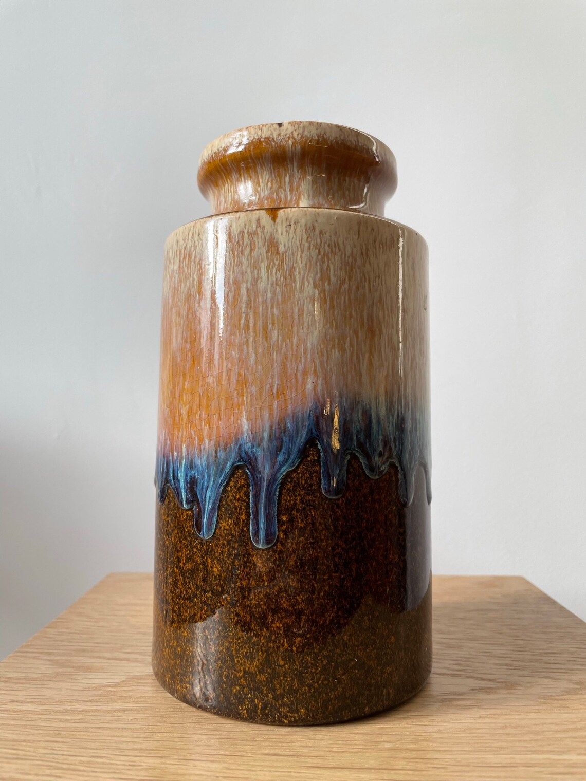 Vintage West German Pottery Scheurich Running Glaze Vase Mid - Etsy