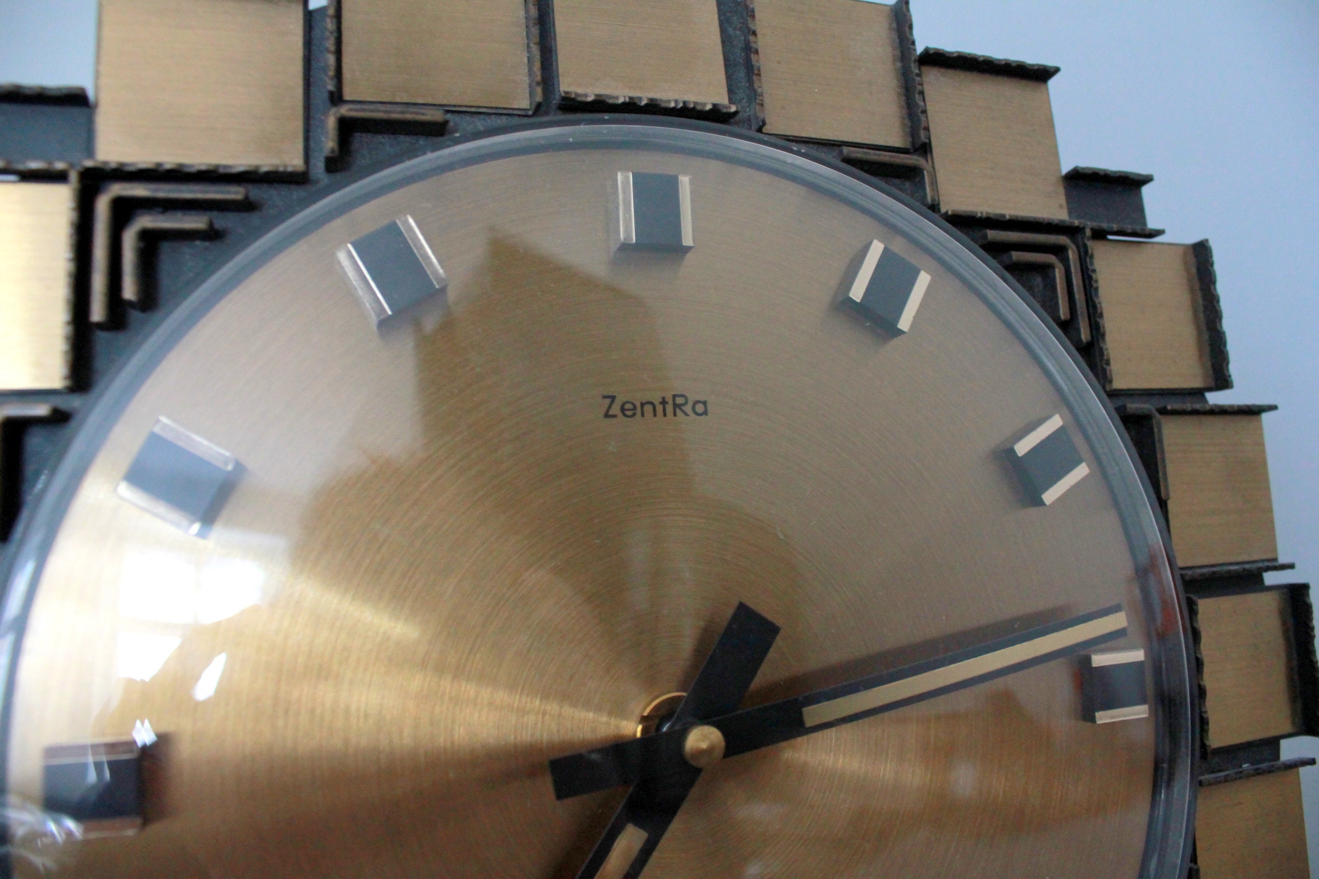 Mid Century Zentra Brass Wall Clock: German Brutalist Atomic Design - Etsy