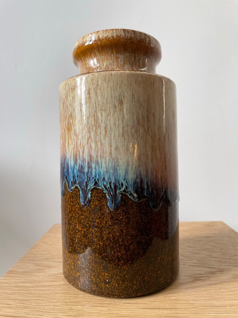 Vintage West German Pottery Scheurich Running Glaze Vase Mid - Etsy