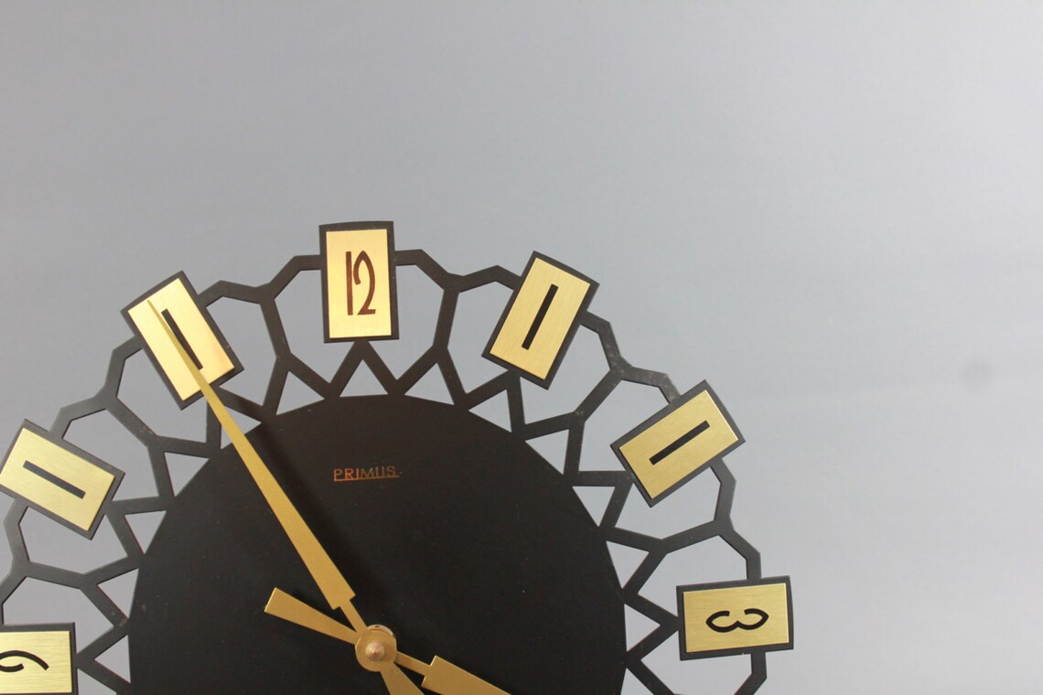 Mid Century Starburst Wall Clock by PRIMUS German Vintage Kitchen Clock ...