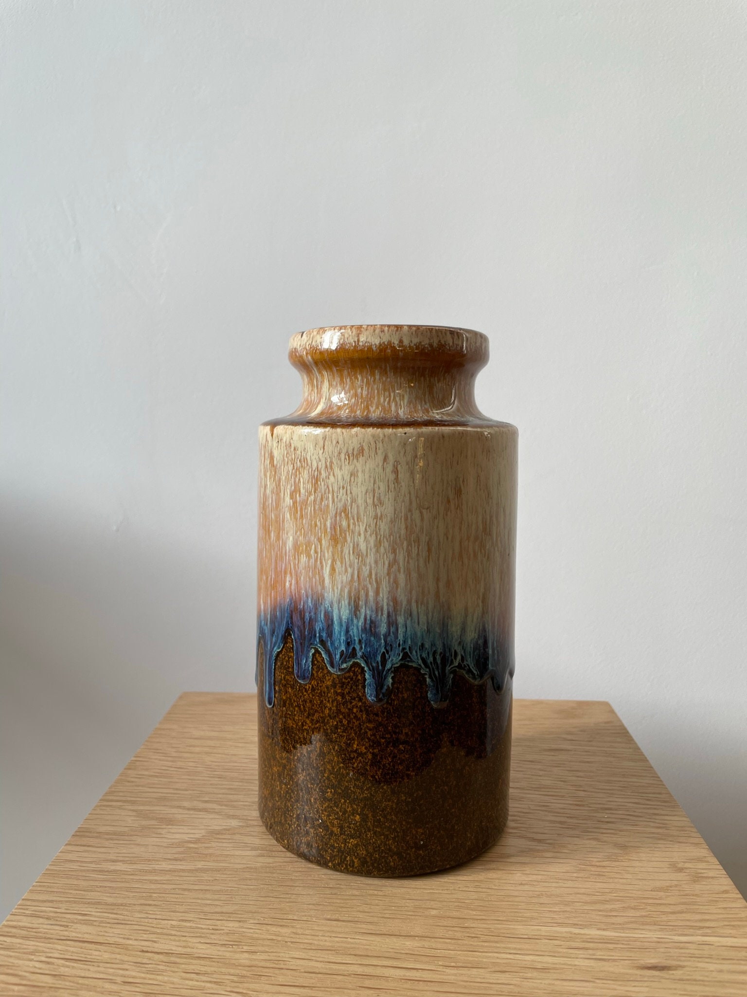 Vintage West German Pottery Scheurich Running Glaze Vase Mid - Etsy