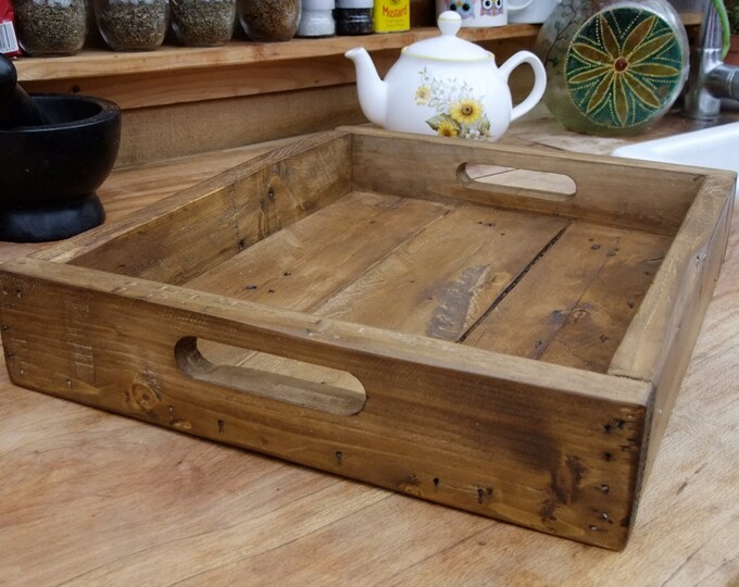 Rustic Breakfast Tray / Handmade Wooden Tray - Pallet Wood Tray- 3 ...