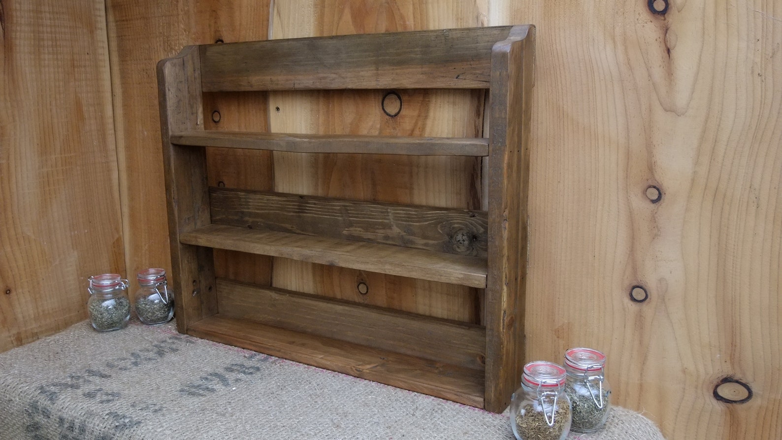 Large Rustic Spice Shelf / Kitchen Herb Rack / Spice Rack / - Etsy