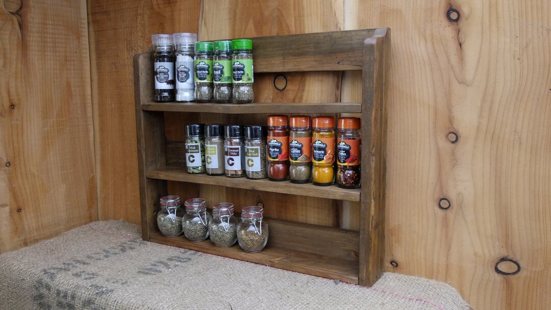 Large Rustic Spice Shelf / Kitchen Herb Rack / Spice Rack / Cabinet ...