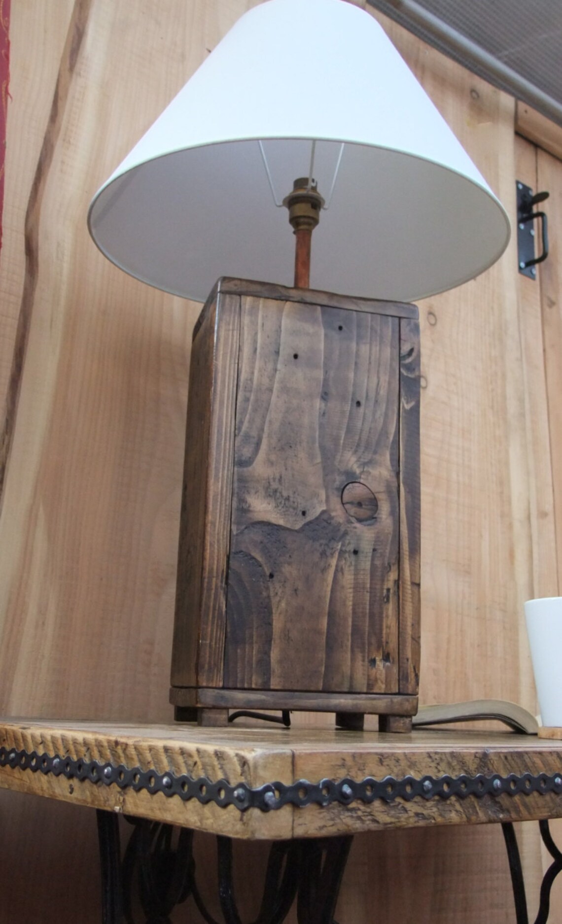 Tall Rustic Wood Lamp Base / Chunky Reclaimed Wood Lamp Made | Etsy