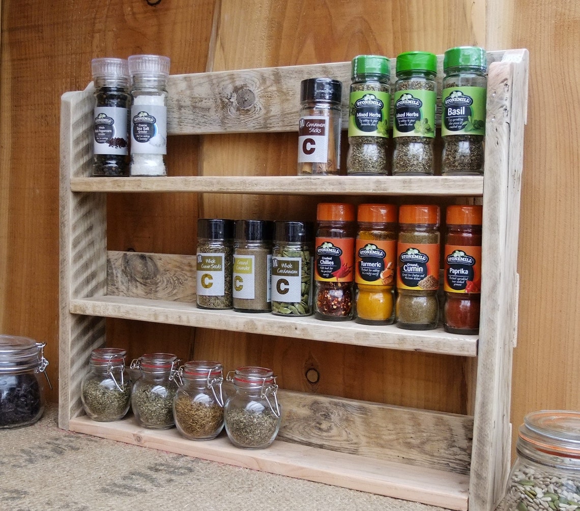 Large Rustic Spice Shelf / Kitchen Herb Rack / Spice Rack / - Etsy