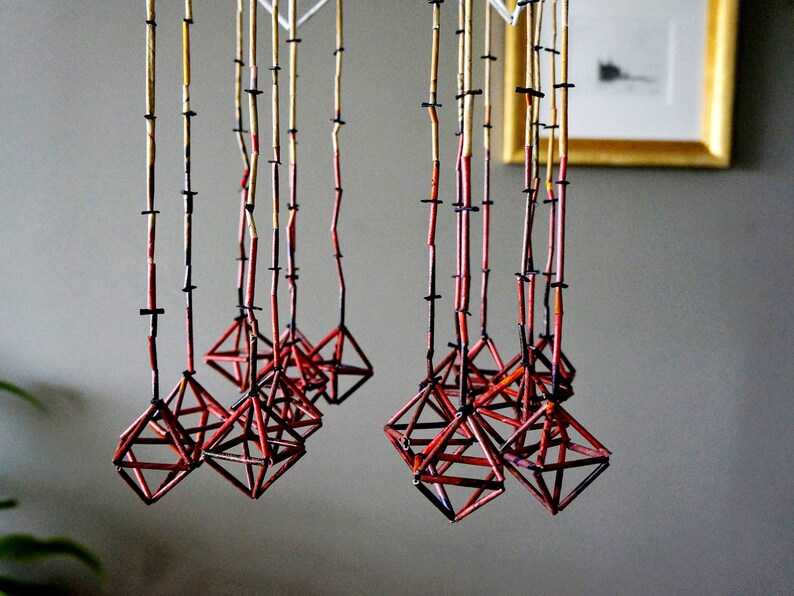 Hygge home decor large hanging STRAW MOBILE ORNAMENT | Etsy