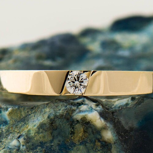 Tension Set Ring 14k / 18k Yellow Gold Diamond Ring Unisex - Etsy