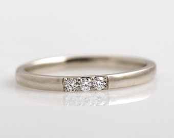 2 Mm Single Diamond Ring 14K / 18k White Gold Smooth Wedding | Etsy