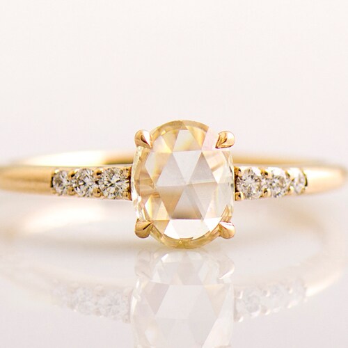 Rose Cut Diamond Ring 14k / 18K Yellow Gold Rose Cut Ring | Etsy