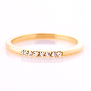 1.5 Mm 7 Diamonds Ring, Stack Diamonds Band, 14K / 18K Yellow Gold ...