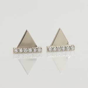 Triangle Gold Earrings, 14K / 18K White Gold, Triangular Earrings ...
