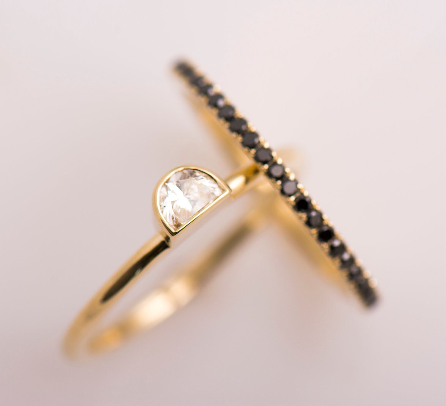 Half Moon Set 14k / 18k Yellow Gold Ring Half Moon | Etsy