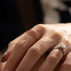 Rubies Stack Ring 14K / 18K Yellow Gold, Natural Red Ruby Ring, Ruby ...