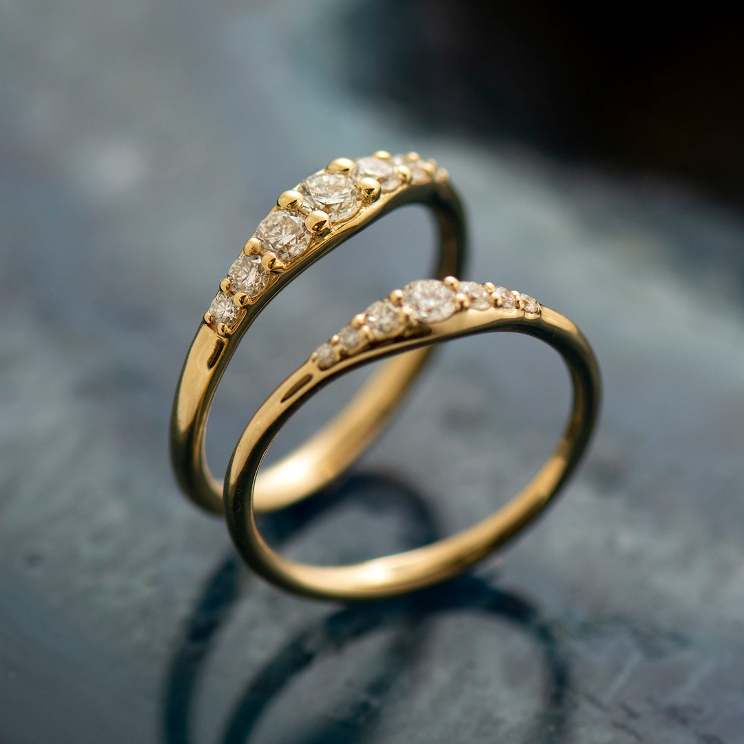Dainty Engagement Ring Diamond Wedding Ring 14k Yellow Gold - Etsy