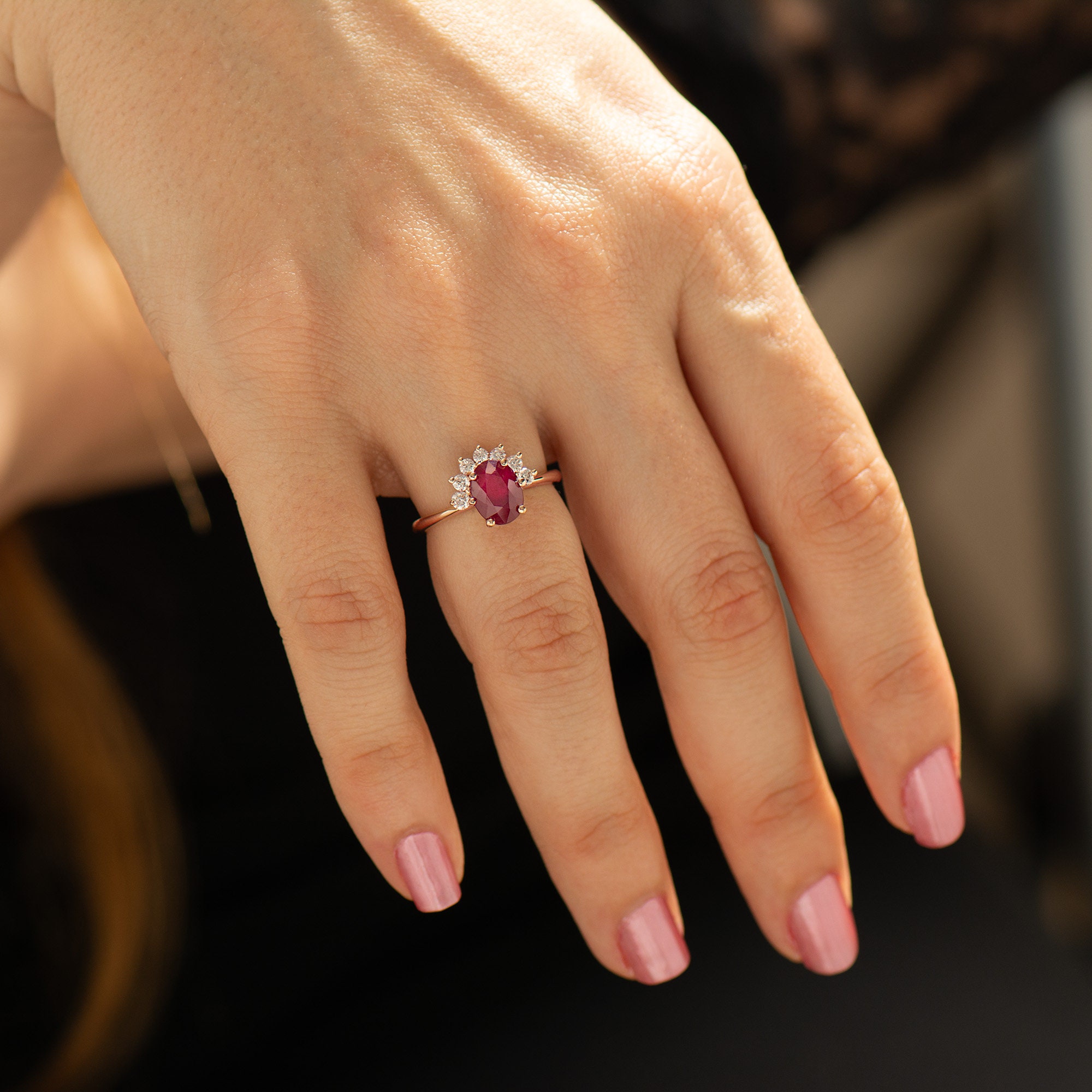 Red Sunset Ruby Ring, 14k/18k Rose Gold, Ruby Engagement Ring, Natural ...
