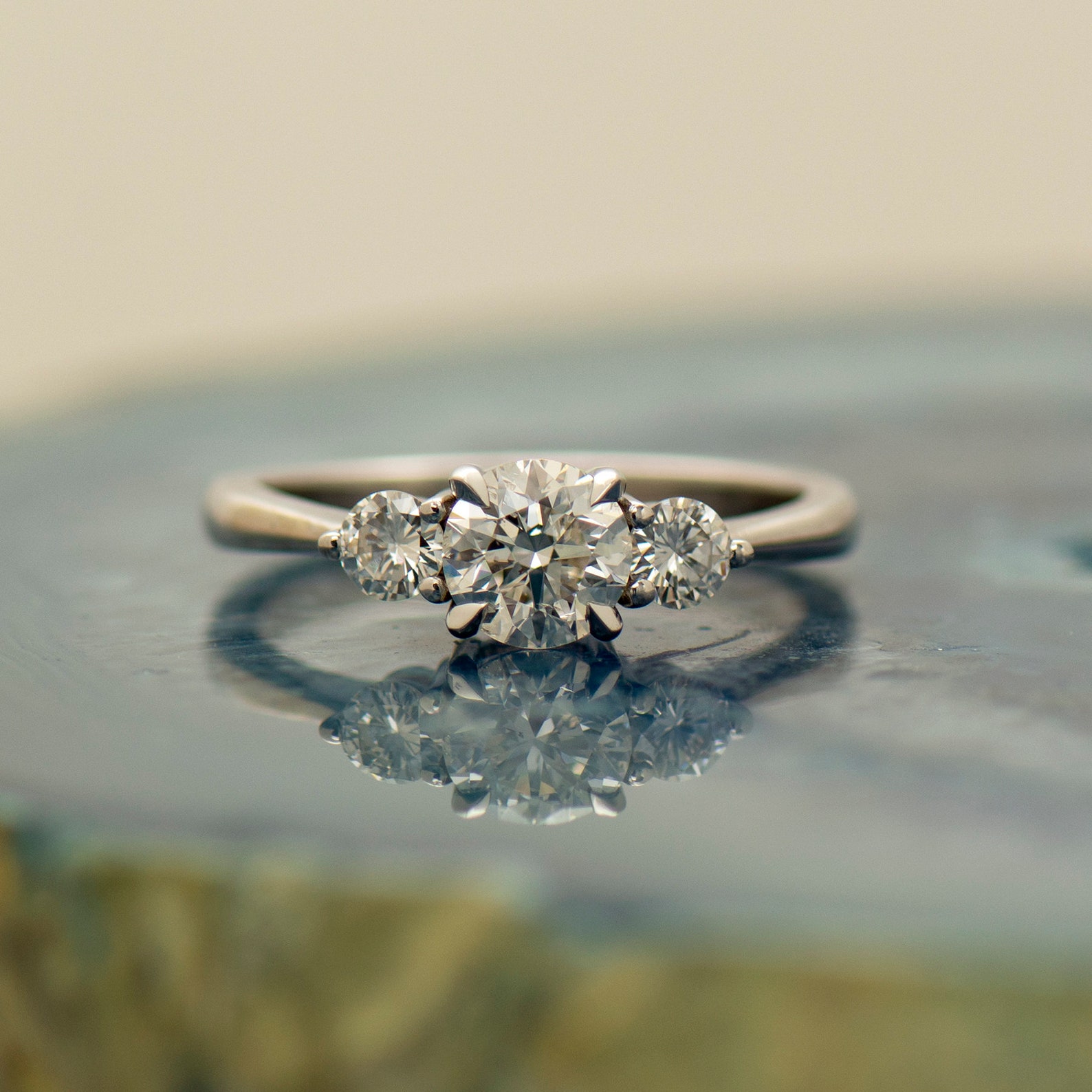 Three Stones Engagement Ring Three Stone Ring Engagement - Etsy