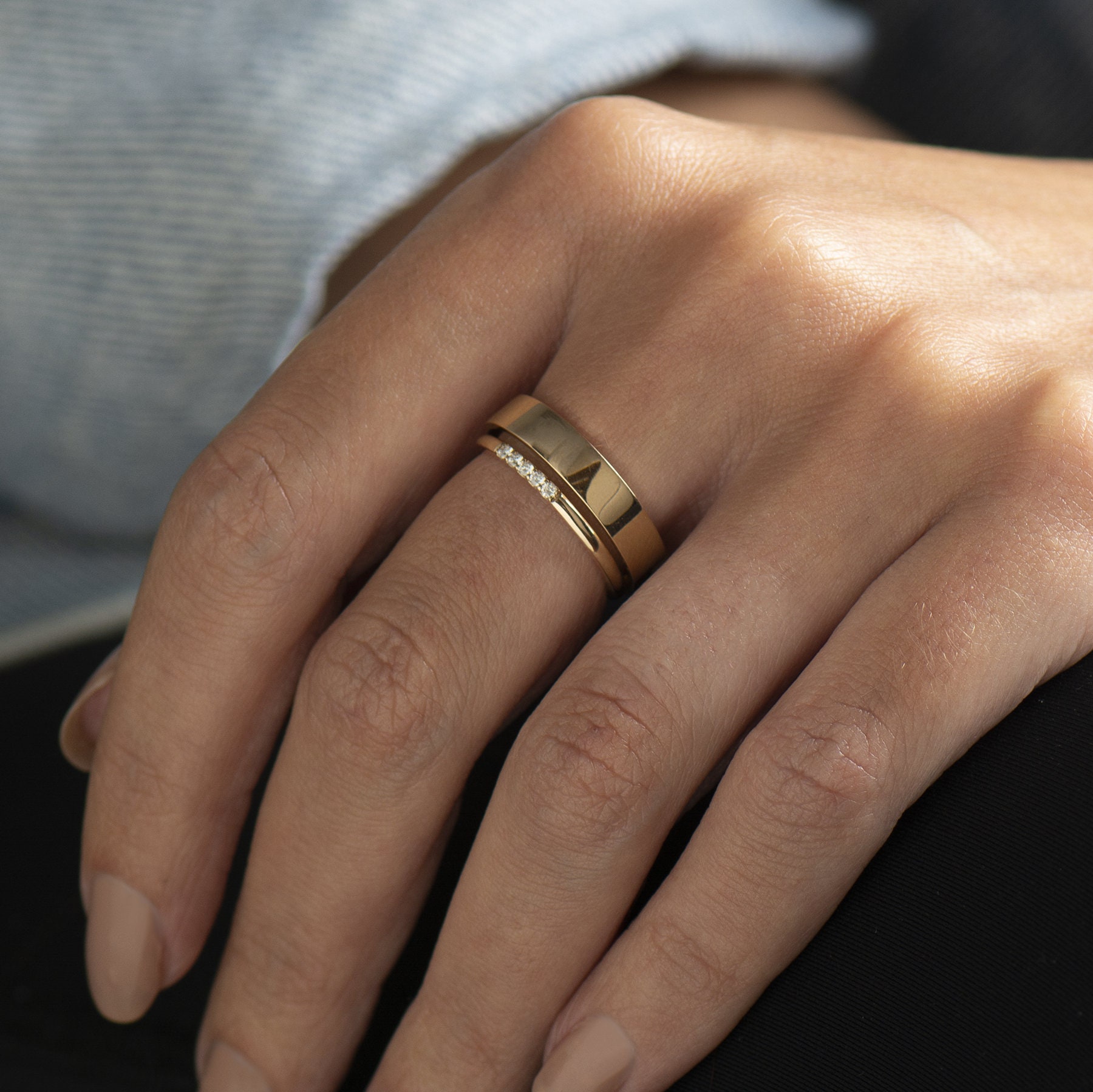 D Shape Wedding Ring Classic Wedding Band 14K / 18K Gold - Etsy