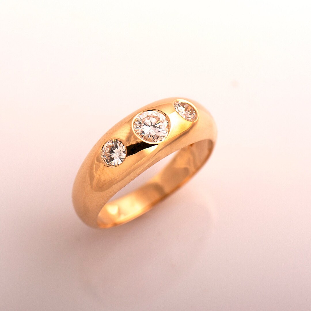 Bombe Engagement Ring, 14K / 18K Rose Gold, Universe Ring, 3 Stone Ring ...